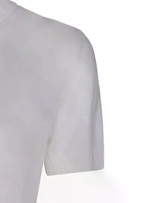 ALLUDE Cashmere Roll Neck Short Sleeve Sweater