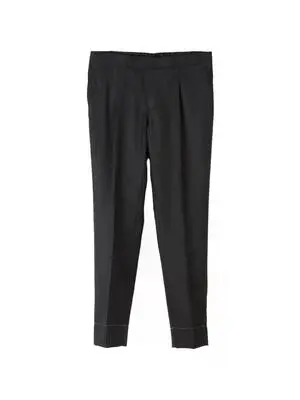 Brioni Elasticated Waistband Wool Trousers - Black