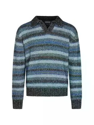 Nn07 Striped Polo Collar Long Sleeve Sweater