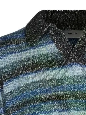 Nn07 Striped Polo Collar Long Sleeve Sweater