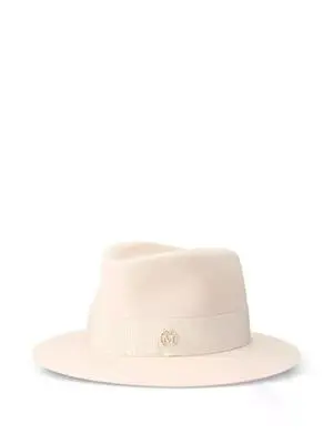 MAISON MICHEL André Logo Plaque Fedora Hat - Neutrals