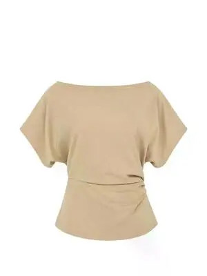CLUB21 COLLECTION Gathered Boat-neck Top - Neutrals