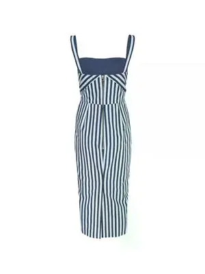 Carolina Herrera Striped Ruched Midi Dress