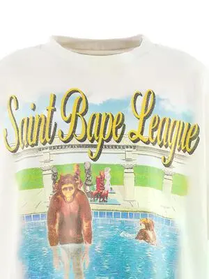 SAINT MXXXXXX X Bape Graphic-print T-shirt - Neutrals