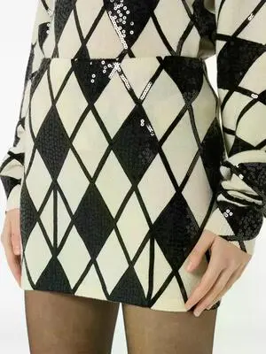 Blumarine Sequin-embellished Diamond-knit Mini Skirt