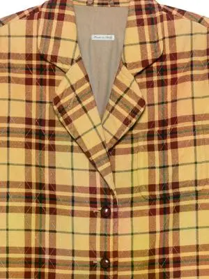 Giorgio Armani Red, And Black Check-pattern Quilted Coat