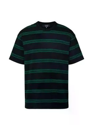 Comme Des Garçons Striped-print Chest-pocket T-shirt - Black
