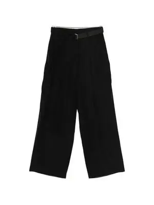 Sacai Belted Pleated Wide-leg Trousers - Black