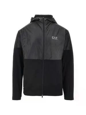 EA7 Paneled Logo Hooded Jacket