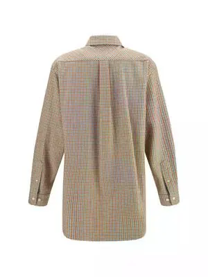 Miu Miu Houndstooth Pattern Logo Patch Shirt