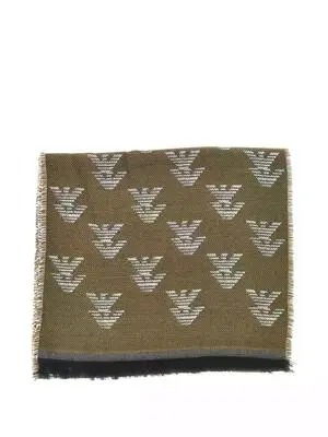 Emporio Armani Logo-print Frayed Scarf - Neutrals