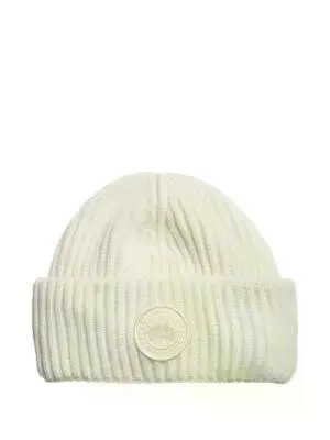Canada Goose Logo-patch Ribbed-knit Beanie Hat - Neutrals