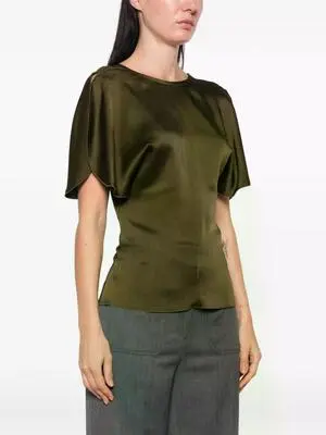 Victoria Beckham Slit-sleeve Satin Top