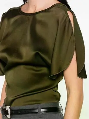Victoria Beckham Slit-sleeve Satin Top