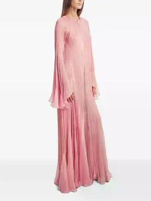 IRINA SCHROTTER Plissé Effect Maxi Dress - Pink