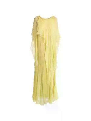 IRINA SCHROTTER Cherise Pleated Ruffled Gown - Yellow