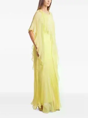 IRINA SCHROTTER Cherise Pleated Ruffled Gown