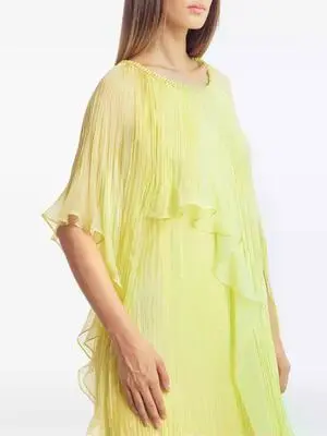 IRINA SCHROTTER Cherise Pleated Ruffled Gown