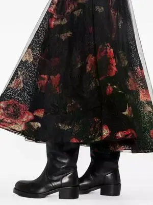 QUETSCHE Floral-lace Tulle-overlay Midi Skirt