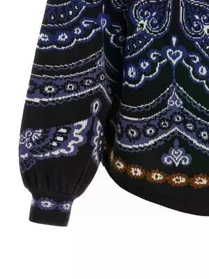 Farm Rio Jacquard Balloon Sleeve Sweater