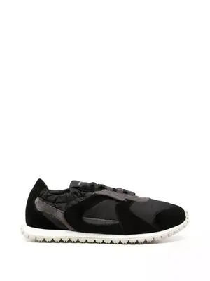 Emporio Armani Suede Panelled Lace-up Sneakers - Black