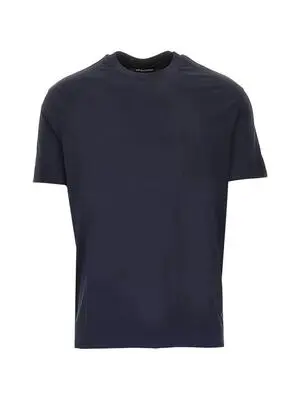 Emporio Armani Signature Logo-embroidered Crew-neck T-shirt - Blue