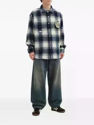 MUSIUM DIV. Check-pattern Embroidered Shirt