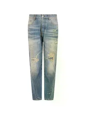 John Richmond Distressed Faded Jeans - Blue