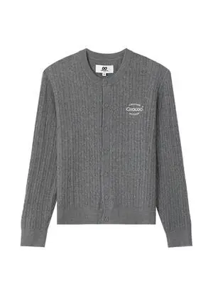 CHOCOOLATE Cable-knit Logo-embroidered Cardigan - Grey