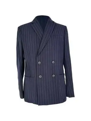 Giorgio Armani Double-breasted Pinstripe Blazer - Blue