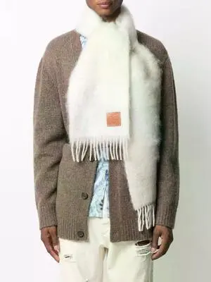 Loewe Anagram Patch Fringed Scarf