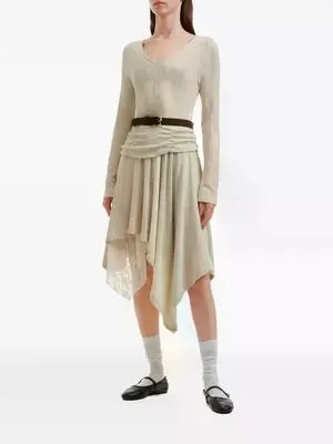 B+AB Midi Ribbed-knit Handkerchief-hem Dress