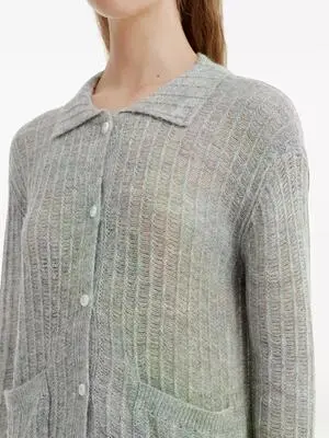 B+AB Ribbed Knit Button-front Cardigan With Collar