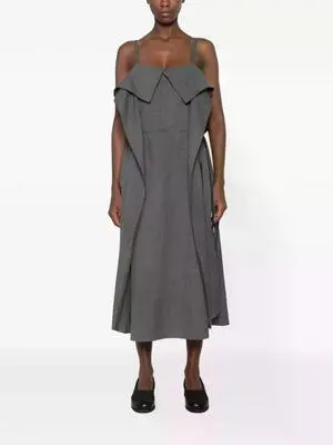 Sacai Layered-detail Sleeveless Midi Dress