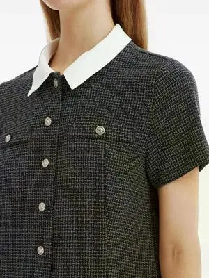 B+AB Mini Tweed-effect Pleated Dress