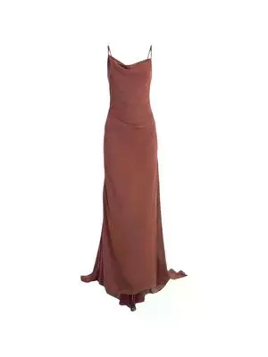 IRINA SCHROTTER Ruffled Cowl-neck Maxi Dress - Brown