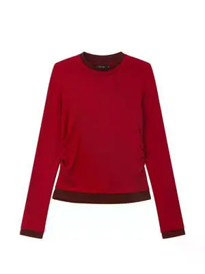 TOUT A COUP Layered-effect Ruched T-shirt - Red