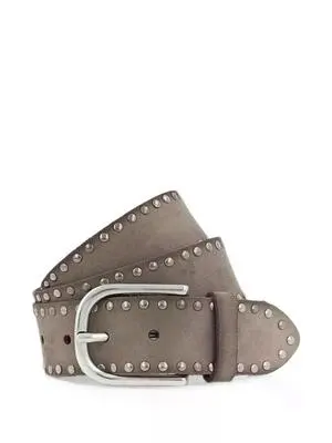 VANZETTI Stud-embellished Leather Belt - Grey