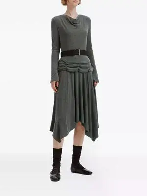 TOUT A COUP Belted Handkerchief-hem Midi Dress