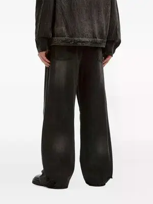 Izzue Distressed Wide-leg Jeans - Black