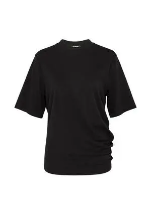 CLUB21 COLLECTION Willa Mock-neck T-shirt With Gathered Detailing - Black