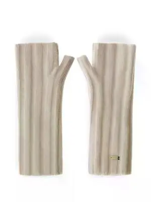 Herno Ribbed-knit Cashmere Fingerless Gloves - Neutrals