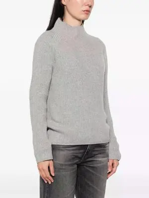 Max Mara Ribbed Knit Raglan Sleeve Sweater - Grey