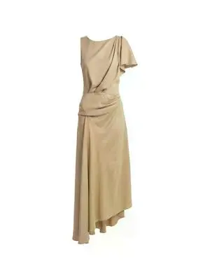 IRINA SCHROTTER Bridget Asymmetric Draped Dress - Neutrals