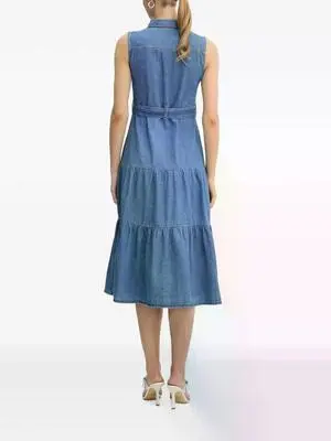 MORGAN Belted Tiered Midi Dress
