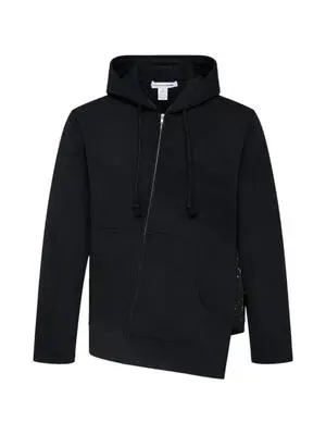 Comme Des Garçons Asymmetric Paint-splatter Hoodie - Black