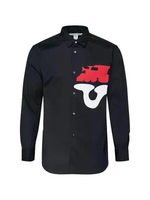 Comme Des Garçons Graphic-print Long-sleeve Shirt - Black