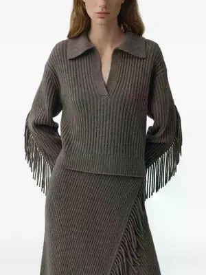 Simkhai Fringe-trimmed Ribbed-knit Sweater