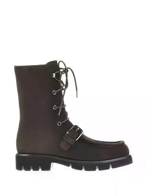 Emporio Armani Buckle-detail Lace-up Boots