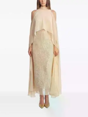 IRINA SCHROTTER Sequin-embellished Cape-overlay Midi Dress